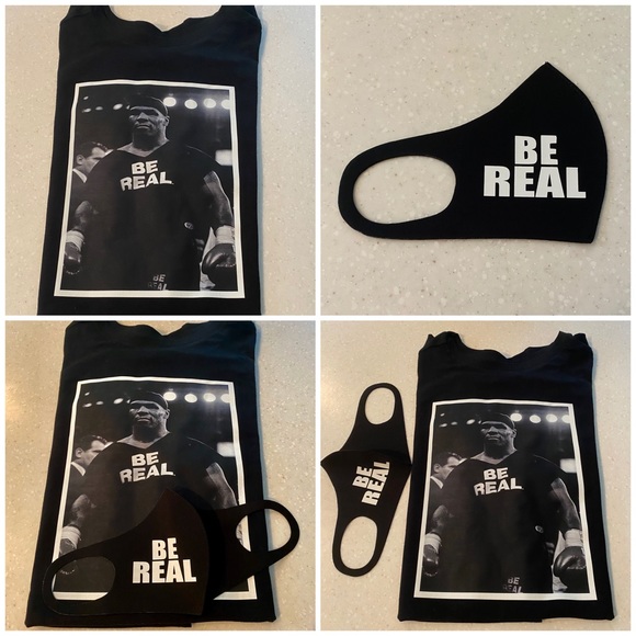 mk2 sidezz.com | Shirts | Face Mask Be Real Mike Tyson Tee Combo | Poshmark